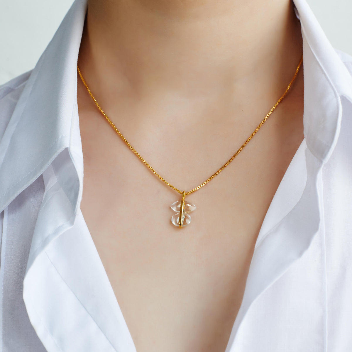 15th Wedding Anniversary Crystal Quartz Parcel Necklace | Lily Gardner